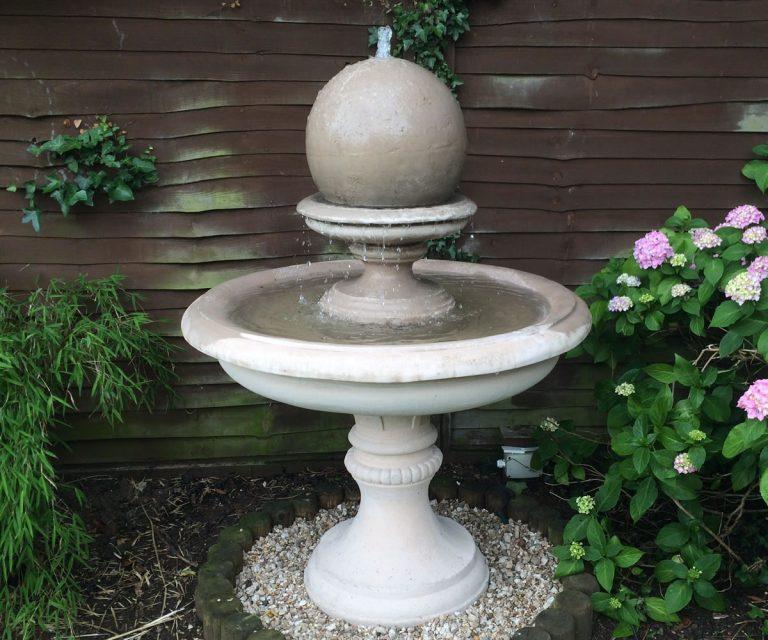 2 Tiered Edwardian Fountain, Laurel Single Pool Surround - Stone Garden ...