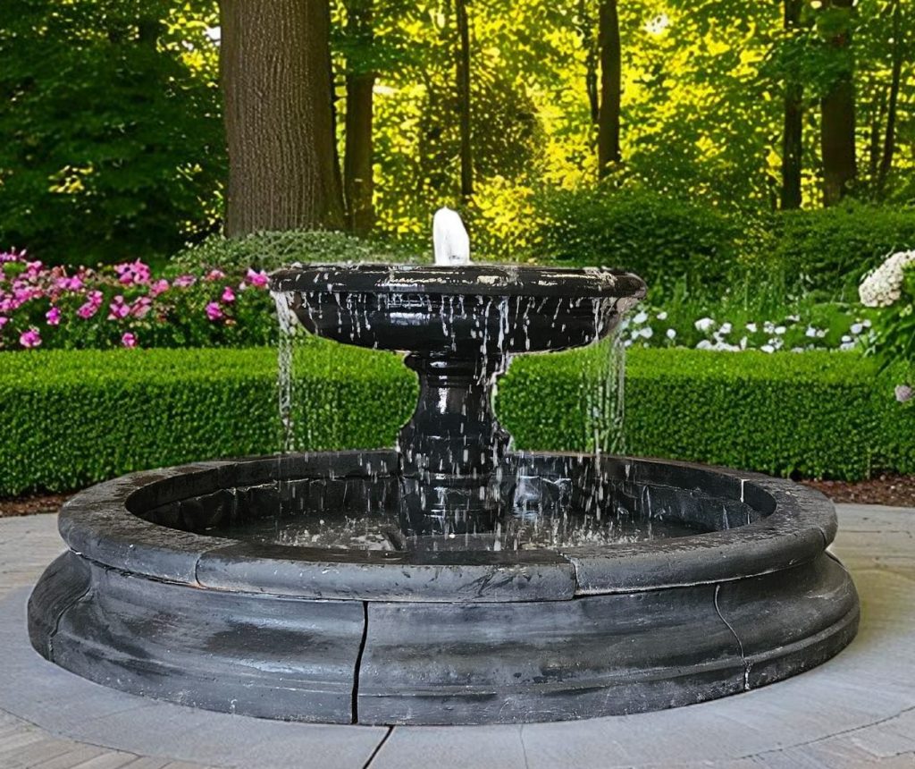 Large single tiered Regis fountain in medium Cambridge double pool ...