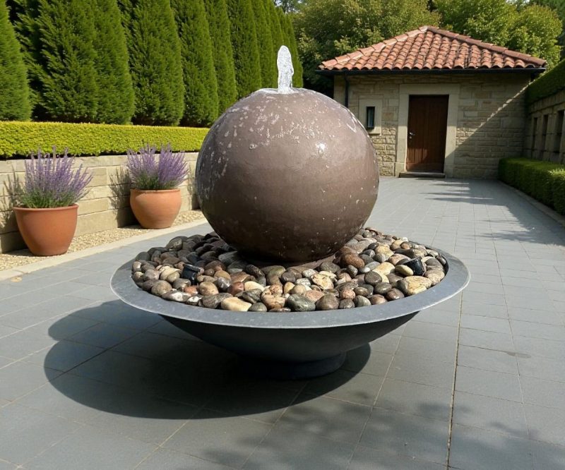 NEW PRODUCT – Extra Large Riviera water bowl with ball fountain - Stone ...